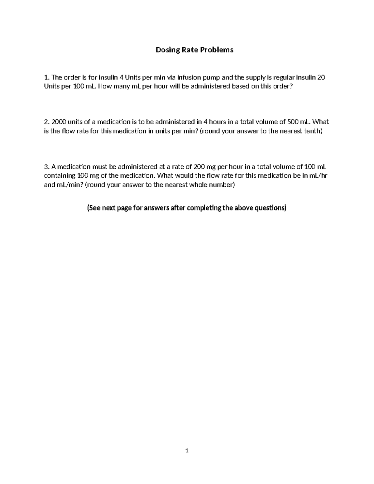 Dosing Rate Examples - dosage calculations example - Dosing Rate ...