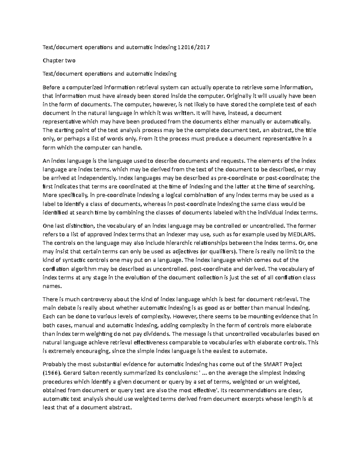 IR - information-retrieval lecture note - Text/document operations and ...