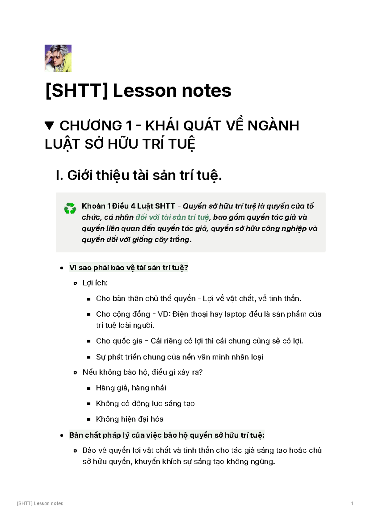 [SHTT] Bài ghi - Bài ghi - [SHTT] Lesson notes CHƯƠNG 1 KHÁI QUÁT VỀ ...
