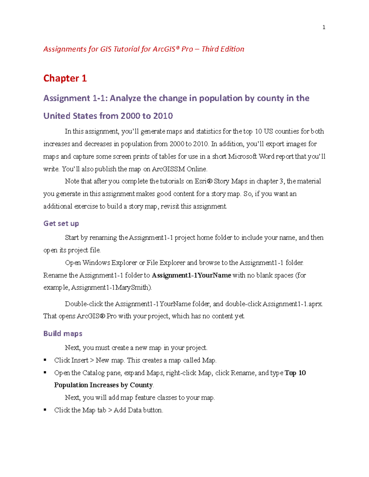 Assignments for GIS Tutorial for Pro Third Edition Chapter 1 - Studocu