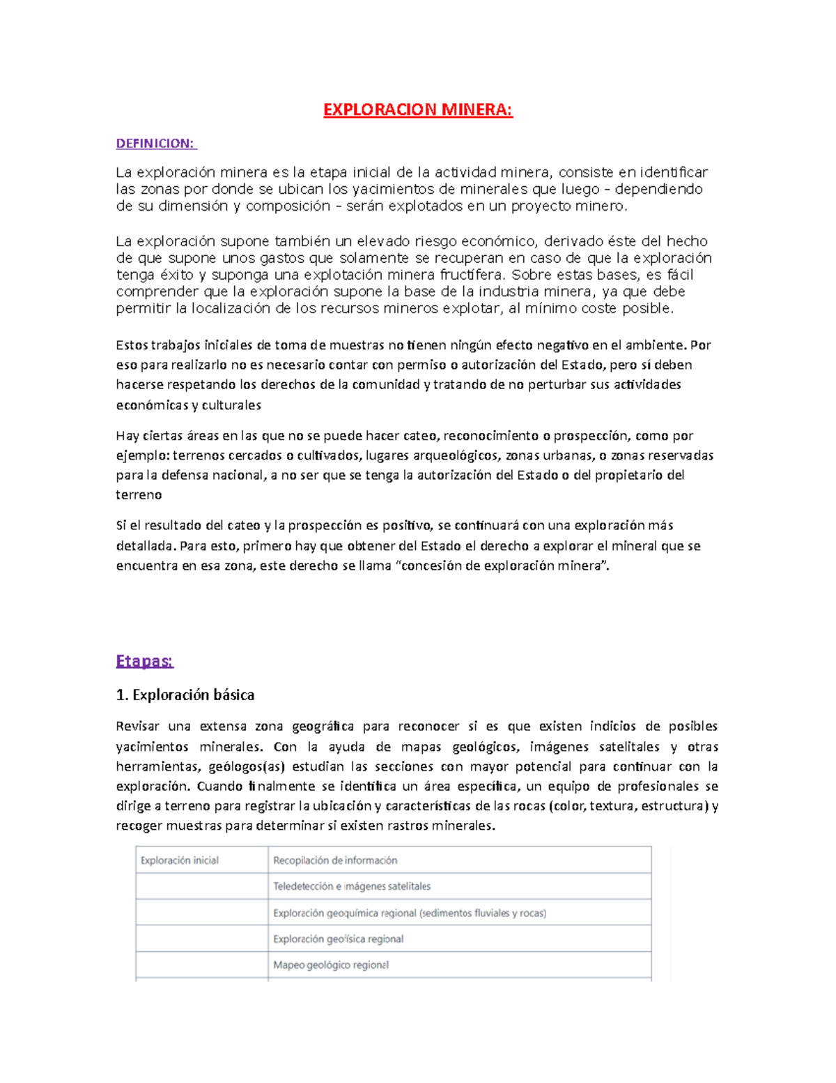 Exploracion Minera y metodologías - EXPLORACION MINERA: DEFINICION: La ...