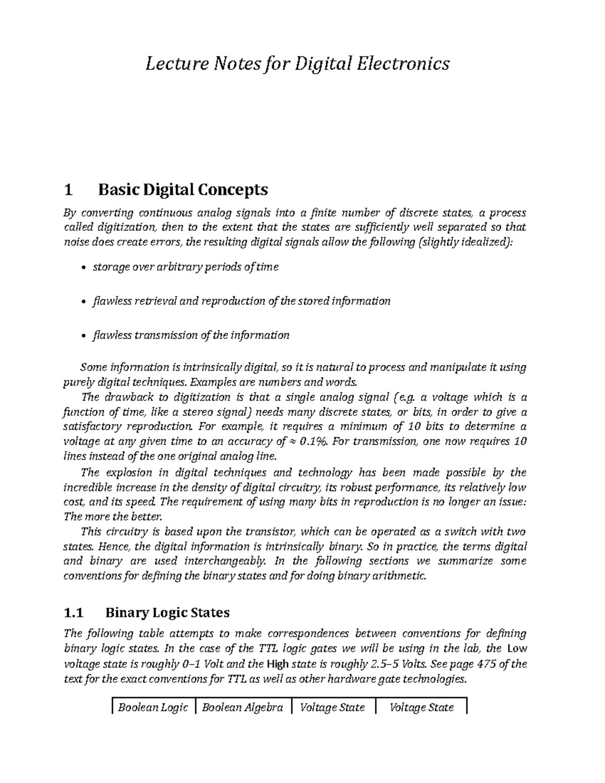 Digital electronics - good - Lecture Notes for Digital Electronics 1 ...