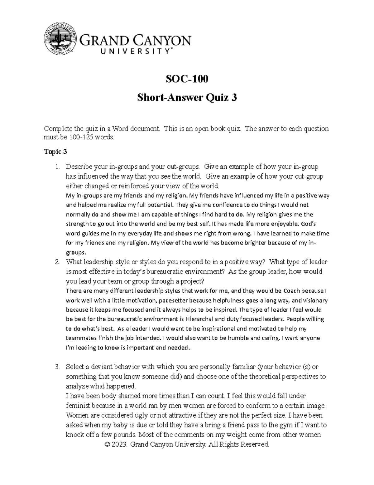 SOC-100.Short-Answer Quiz 3 1-8-18 - SOC- Short-Answer Quiz 3 Complete ...