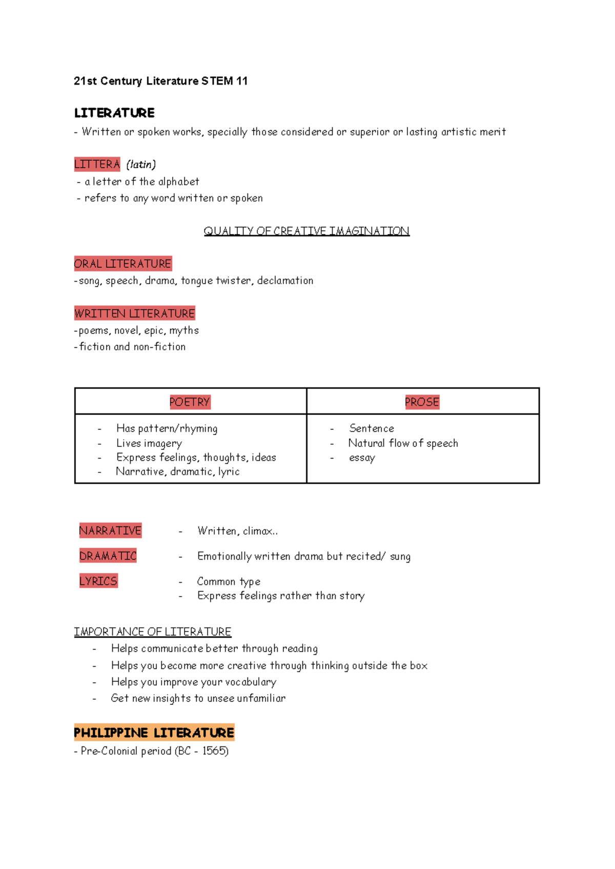 21st Century Literature STEM 11 Lesson 1 - 21st Century Literature STEM ...