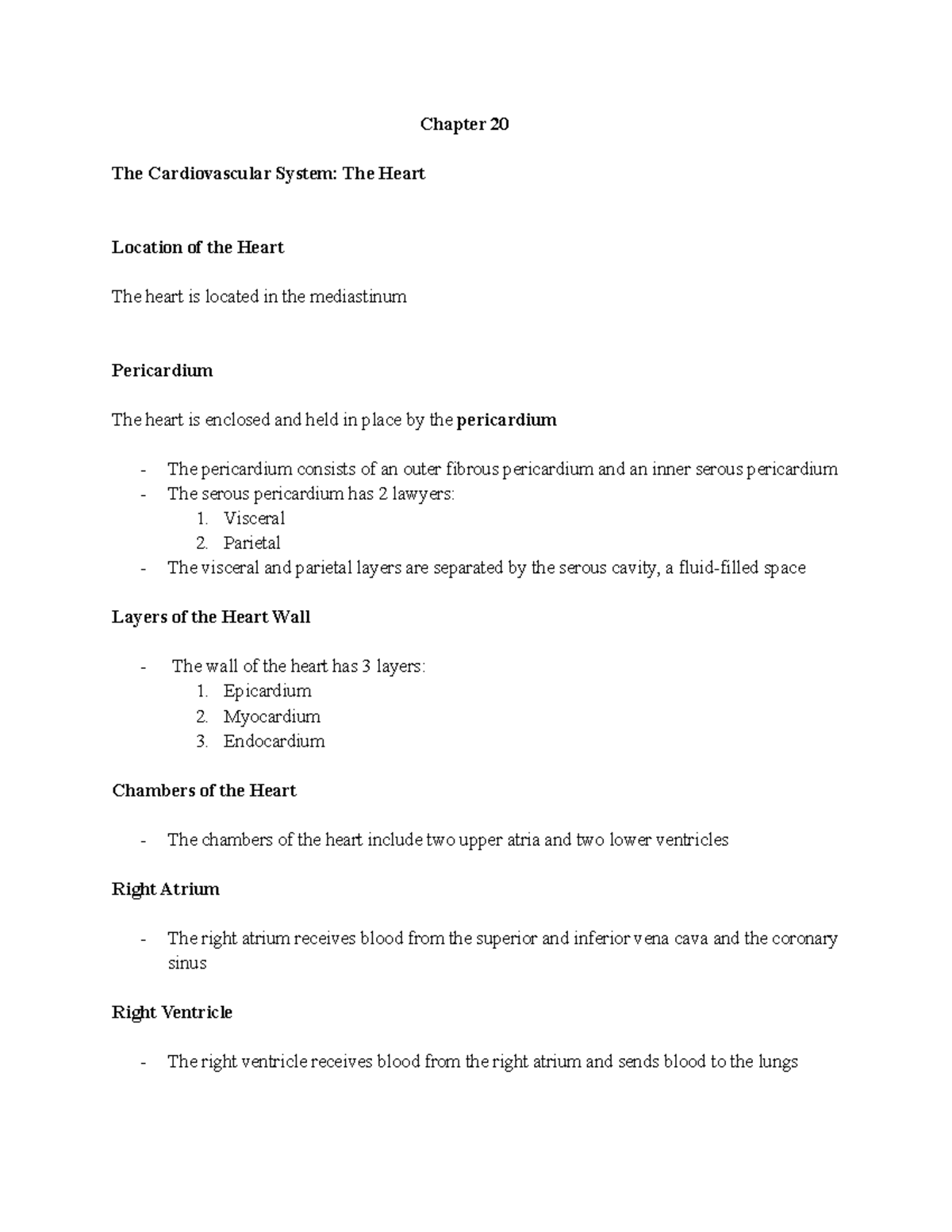 Anatomy and Physiology 2 - chapter 20 - Chapter 20 The Cardiovascular ...
