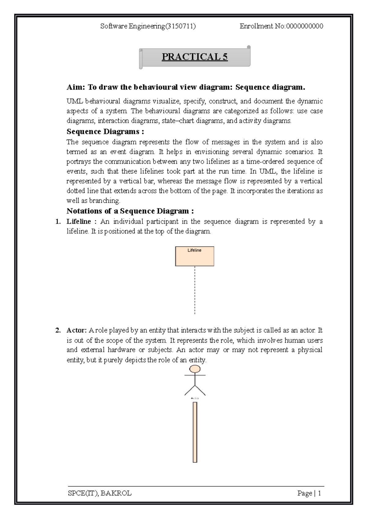 SE Practical 5 - Aim: To draw the behavioural view diagram: Sequence ...