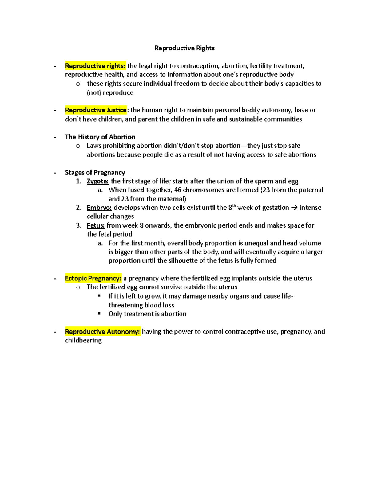 Reproductive Rights notes - Reproductive Rights Reproductive rights ...