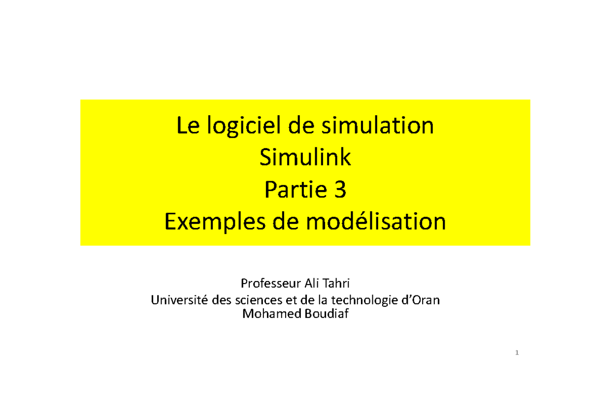 Chapitre 9 Logiciels de simulation - Le logiciel de simulation Simulink ...