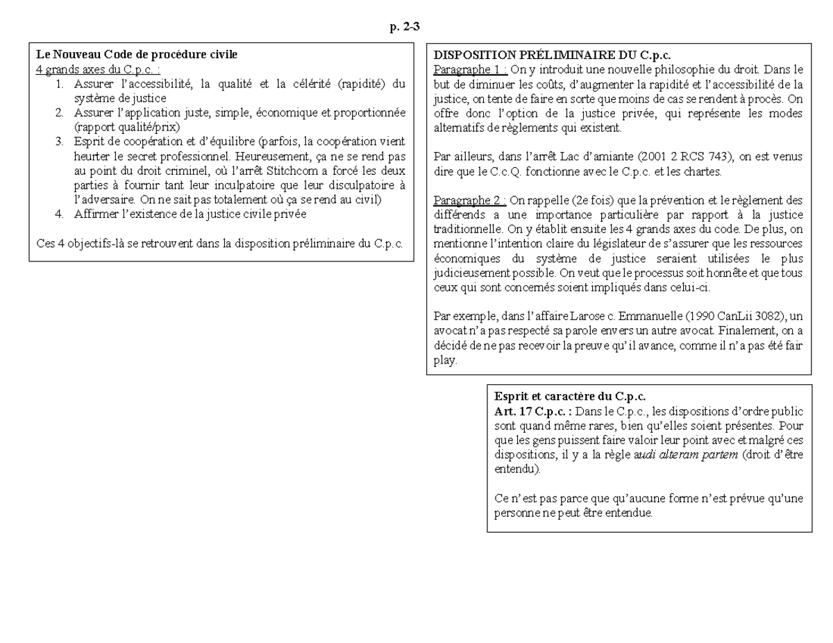 Schéma - Examen Final - p. 2- Le Nouveau Code de procédure civile 4 ...