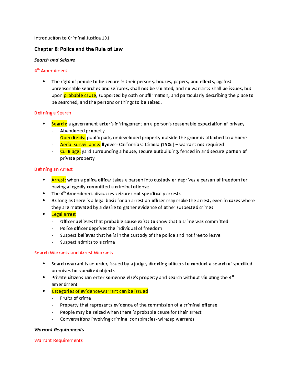 CJ Notes Ch. 8 - kelly roth - Introduction to Criminal Justice 101 ...