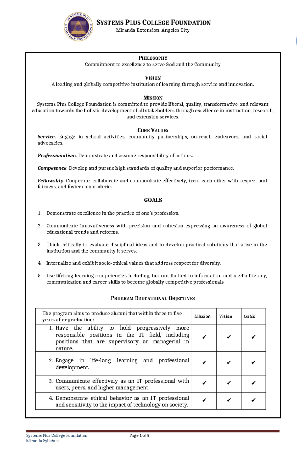 SSP Syllabus Religious Experience and Spirituality - SYSTEMS PLUS ...