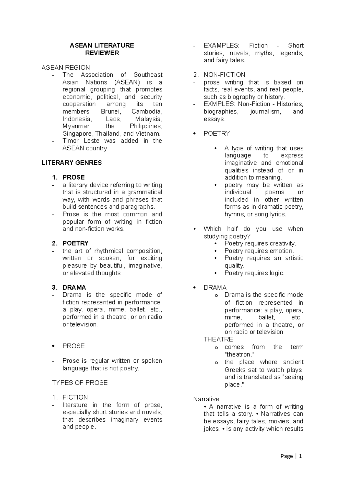 Asean Literature - N/A - ASEAN LITERATURE REVIEWER ASEAN REGION The ...