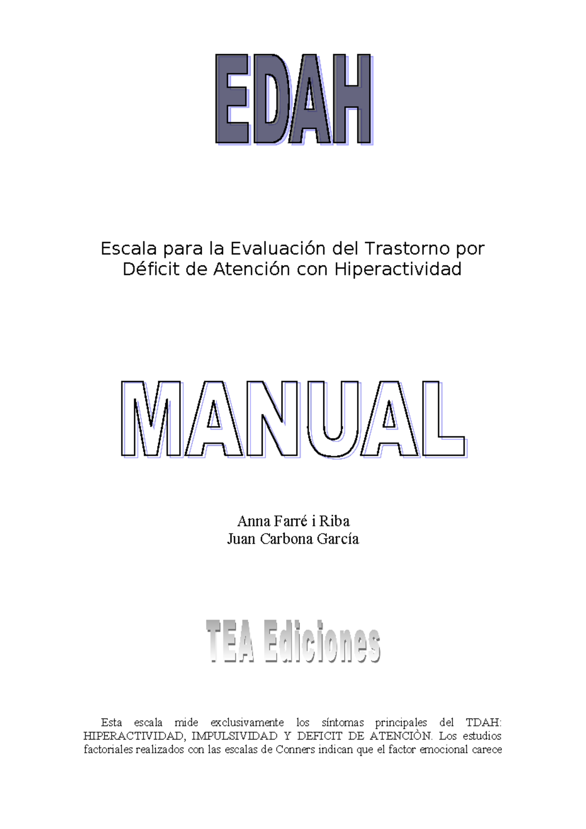 TEST EDAH - Escala para la Evaluación del Trastorno por Déficit de ...