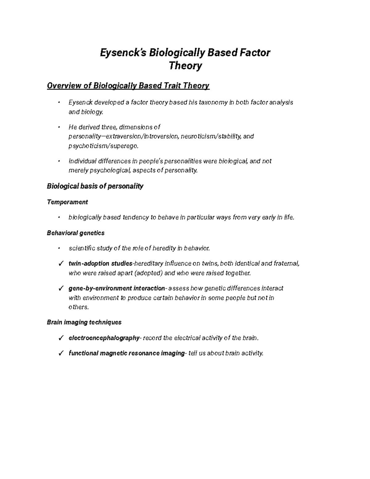 Eysenck’s Biologically Based Factor Theory - Eysenck’s Biologically ...