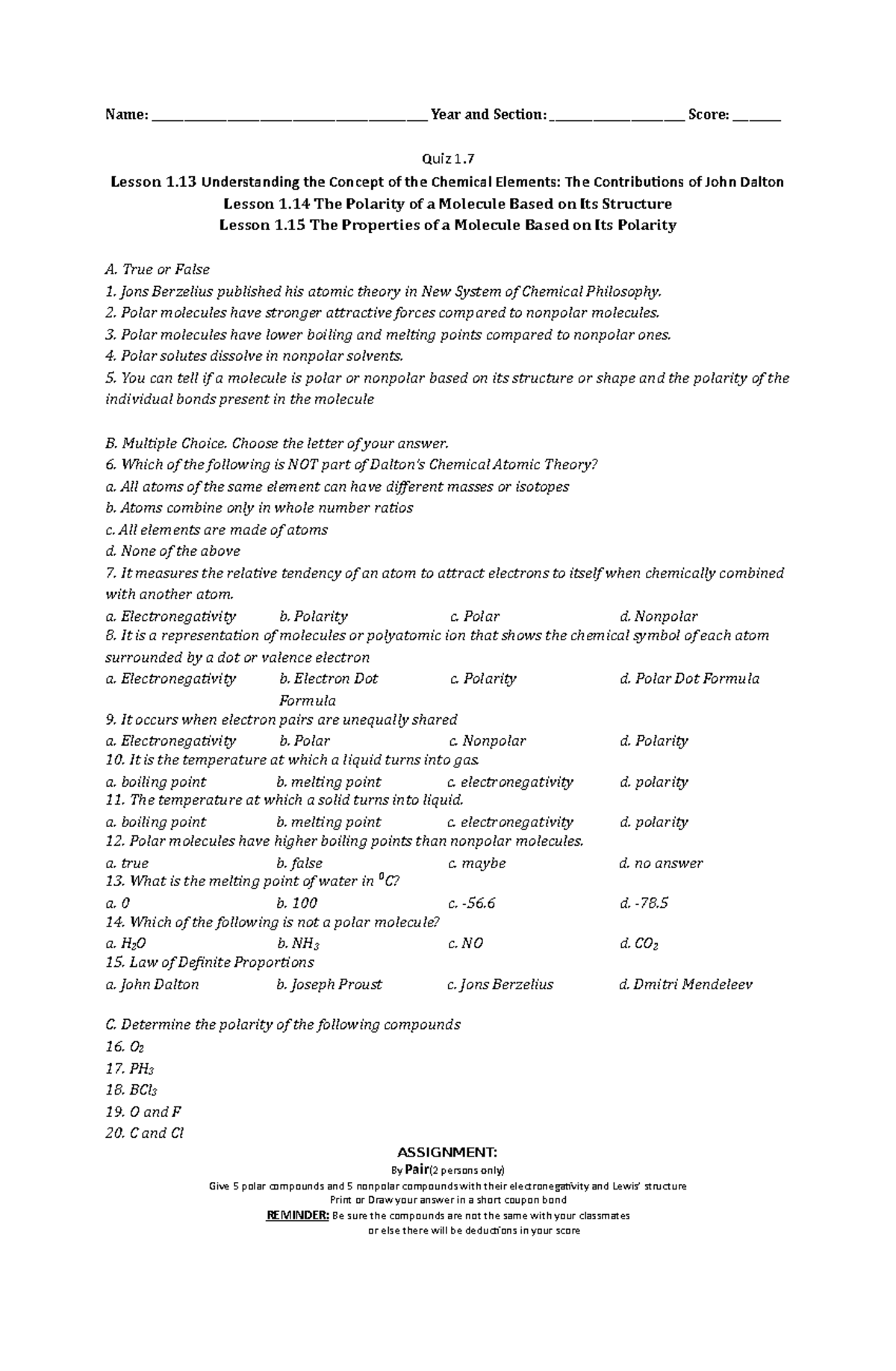 (Quiz)Understanding the Concept of the Chemical Elements The ...