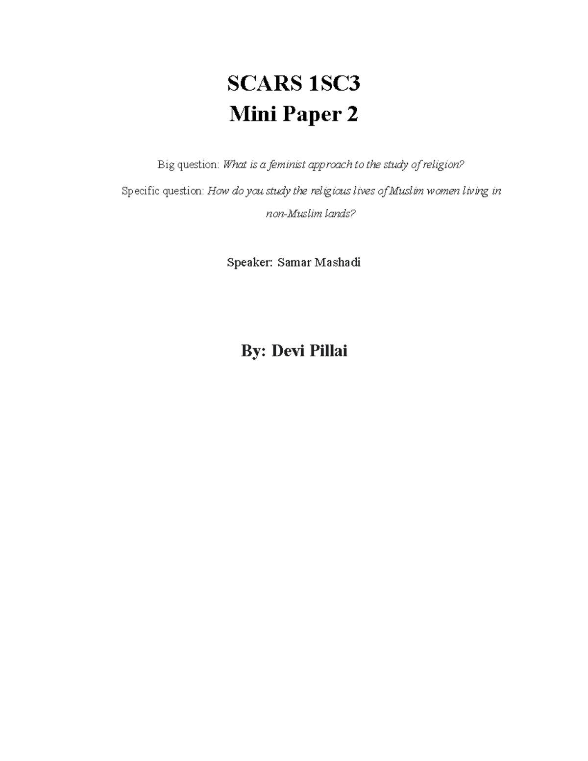 Scars Mini Paper 2 - jkbkjbkgkig - SCARS 1SC Mini Paper 2 Big question ...