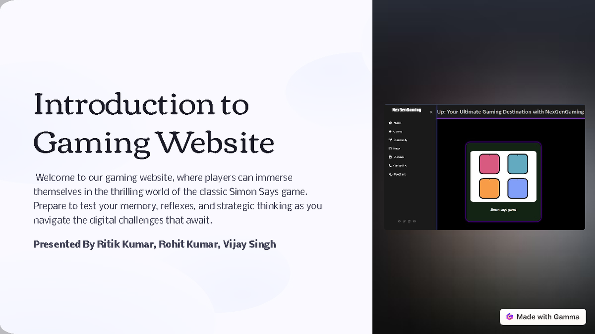 Introduction to Gaming Website - Introduction to Gaming Website Welcome ...