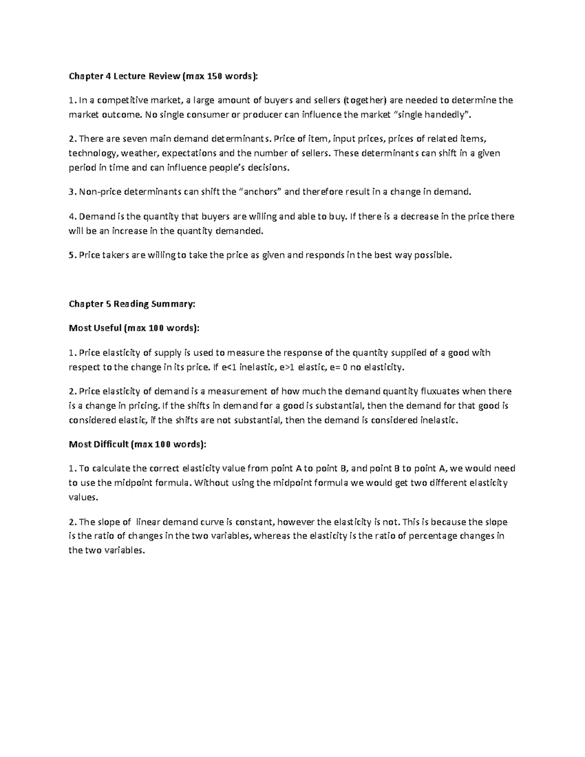 Sept 20 Lecture Review & Chapter 5 Summary 2 - Chapter 4 Lecture Review ...