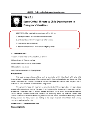 Topic 6-Action in “the Best Interests of the Child” - Copy - HEM07 - Child and Adolescent - Studocu