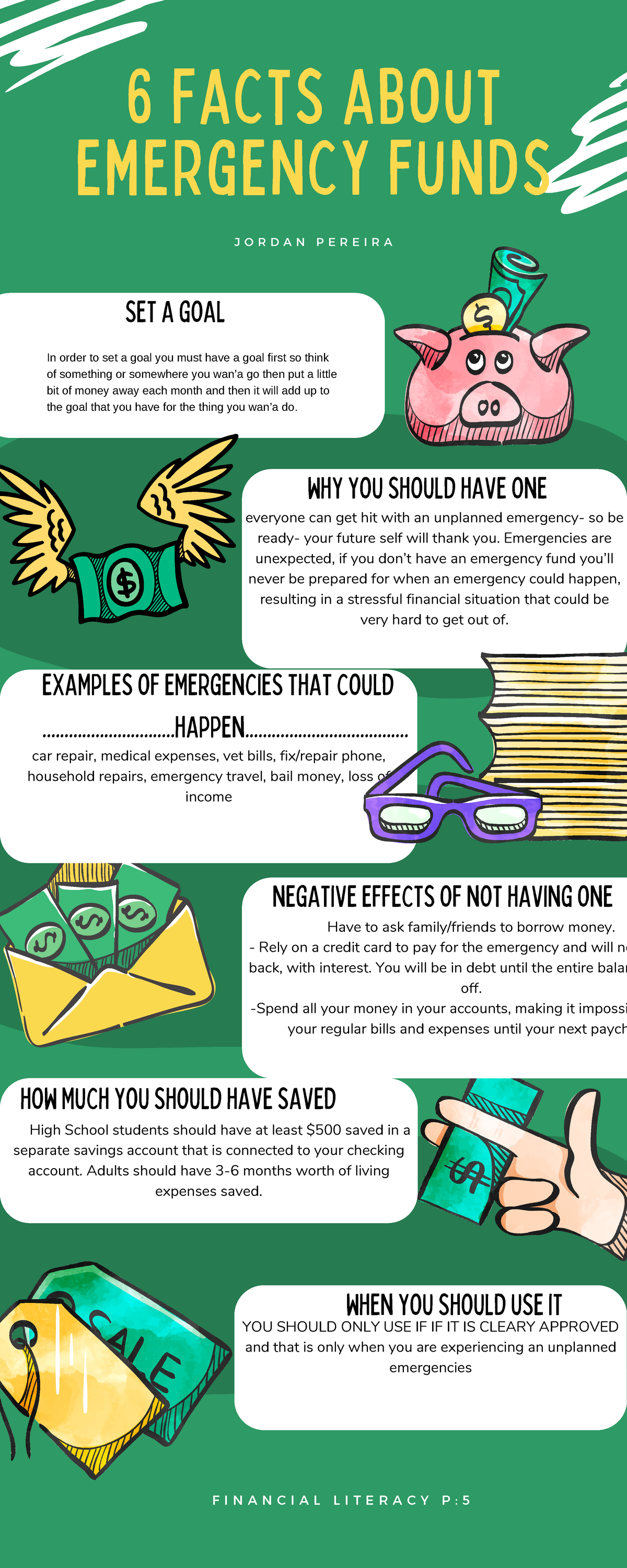 Green Illustrated 6 Tips For Saving Money Infographic - everyone can ...