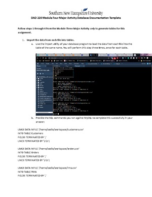 DAD 220 Quantigration RMA ERD Text Version - These tables, the data in ...