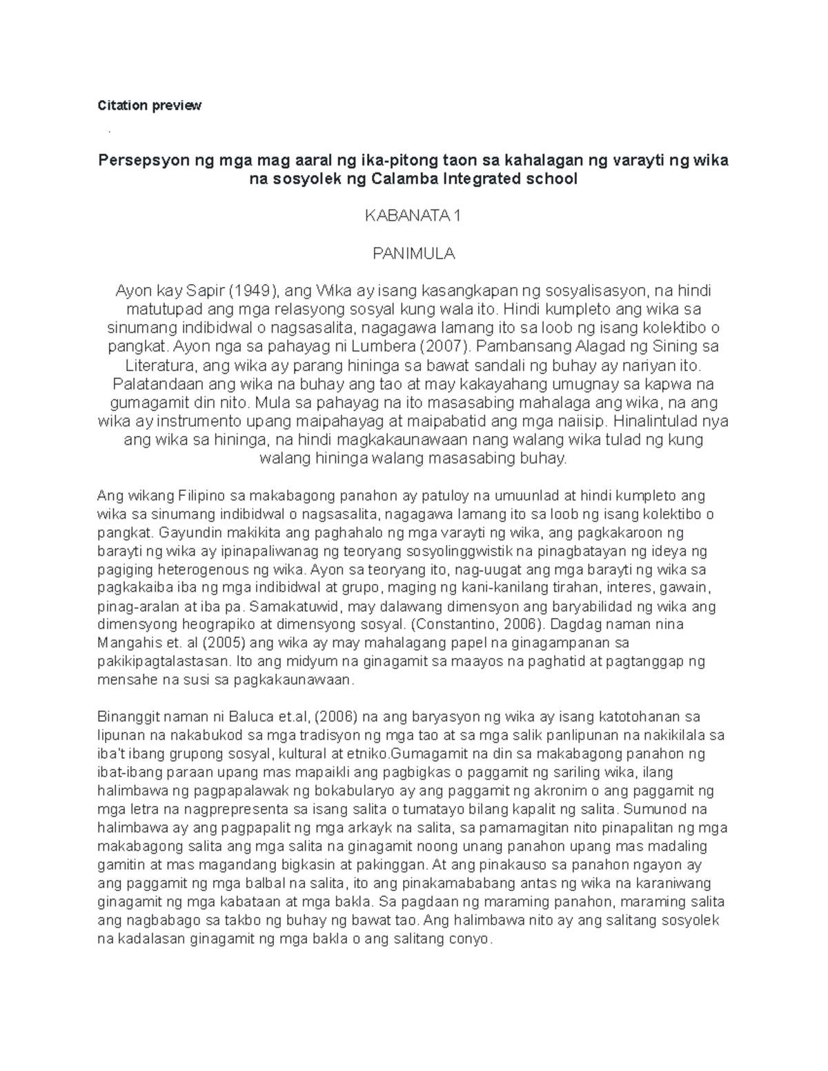 Varayti ng Wika sosyolek - Citation preview Persepsyon ng mga mag aaral ...