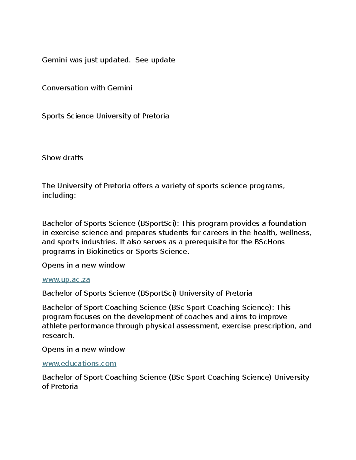 Sports Science - Notes - Gemini was just updated. See update ...