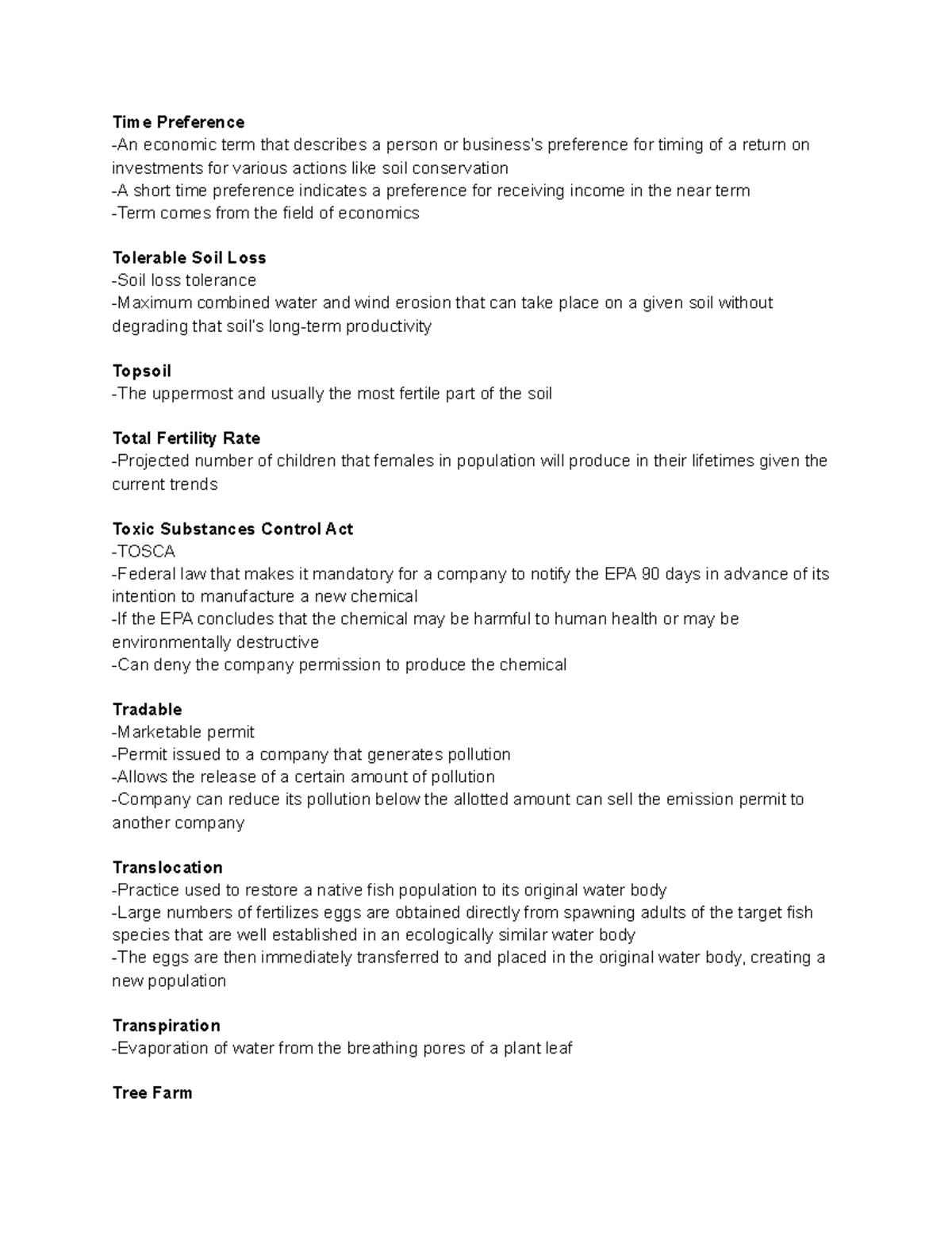 NRSM 27 - Vocab from unit - Time Preference -An economic term that ...