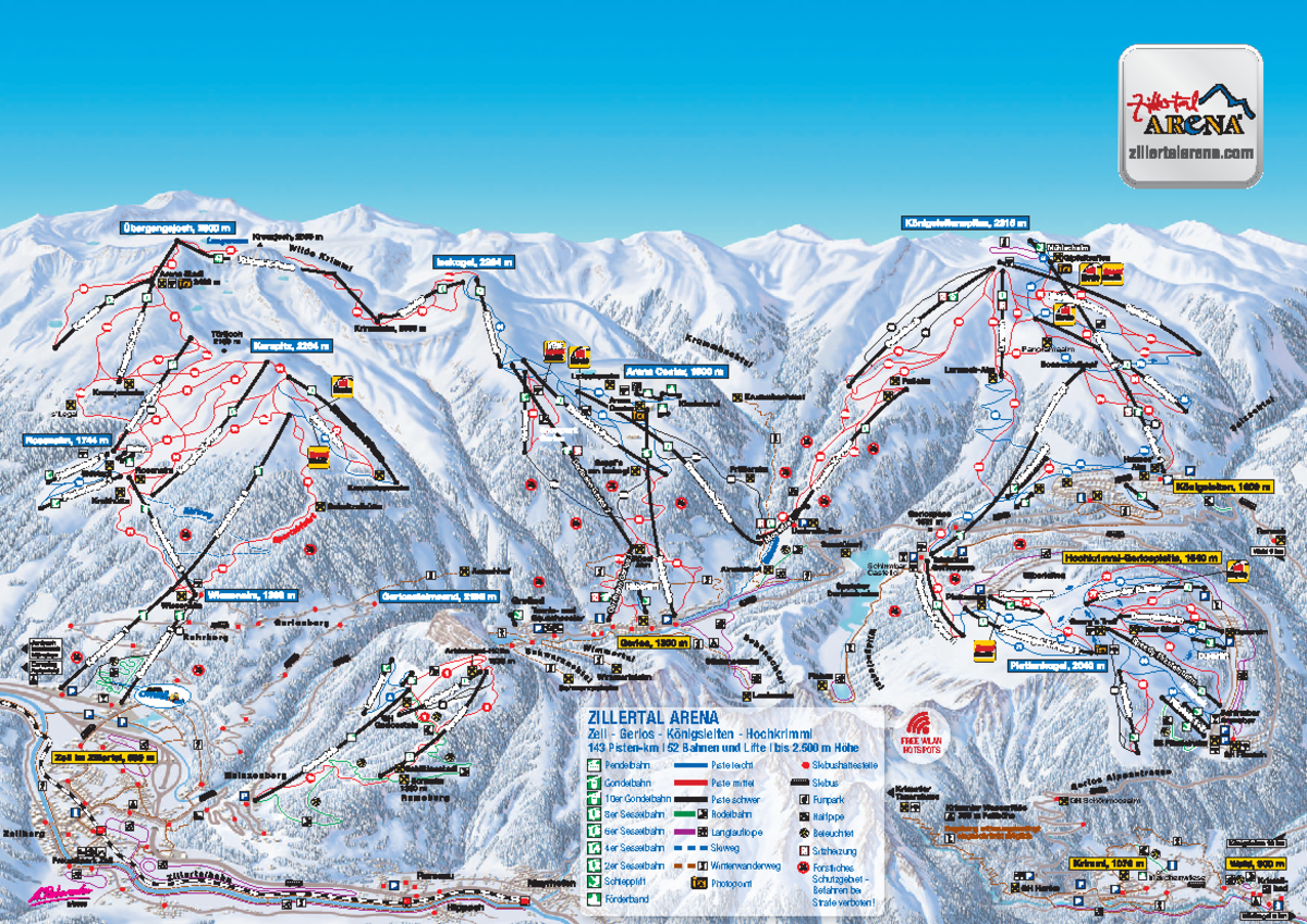 Zillertal Arena Piste Map 2019 - S p e e d y F i l z s t e in b a h n ...