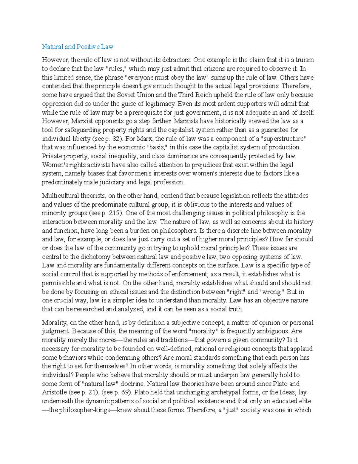 Natural and Positive Law - Natural and Positive Law However, the rule ...