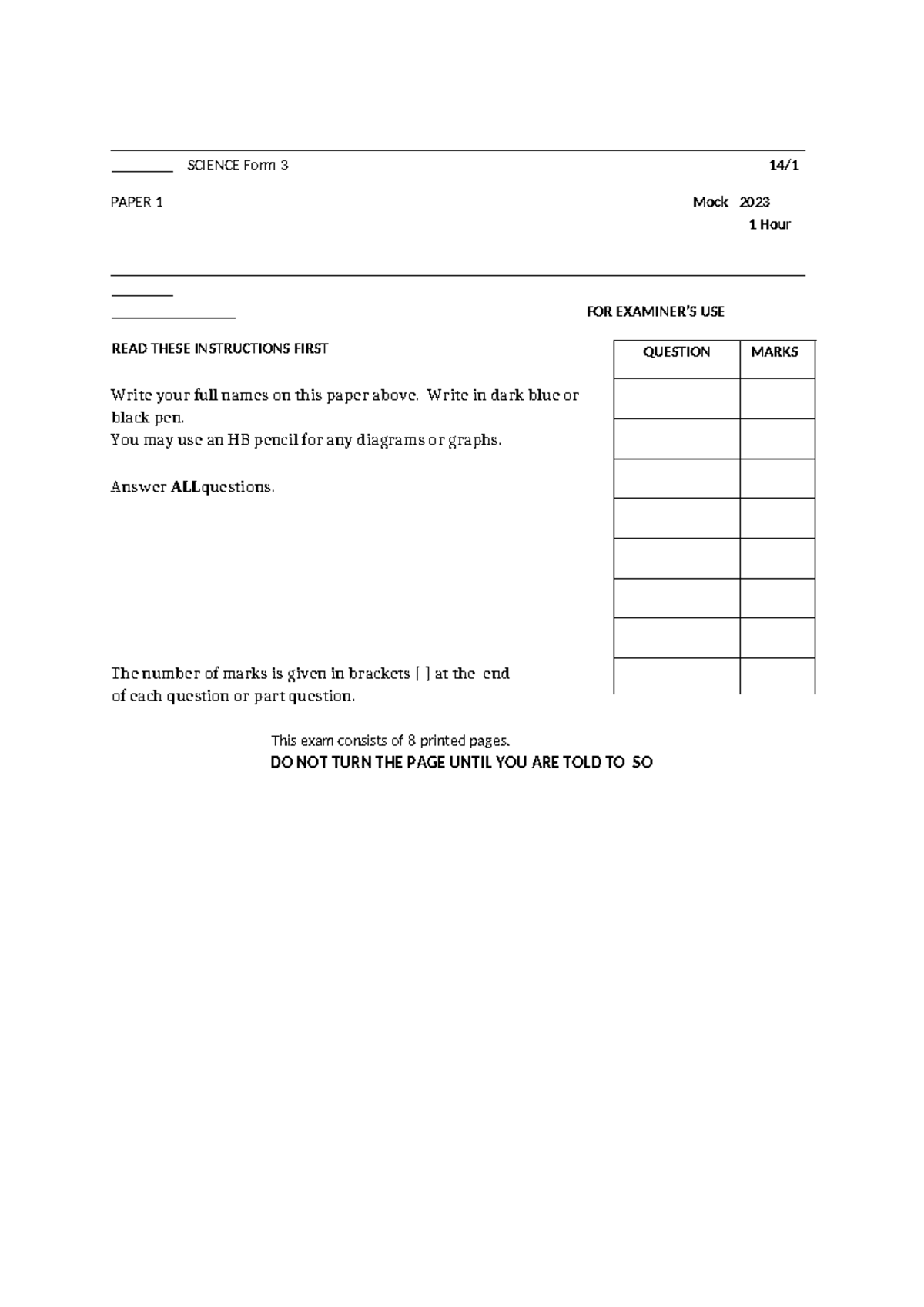 Science JC Paper 1 - - Studocu