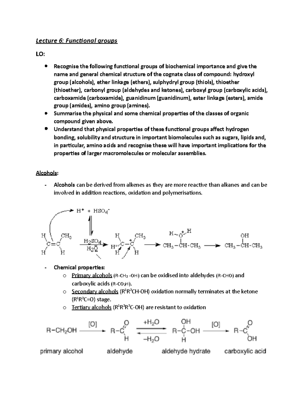 6 functional groups - Summarise the physical and some chemical ...