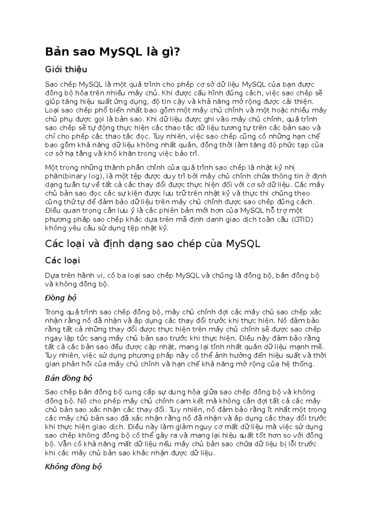 Bản sao My SQL là gì - Summary Hệ quản trị CSDL - Bản sao MySQL là gì ...