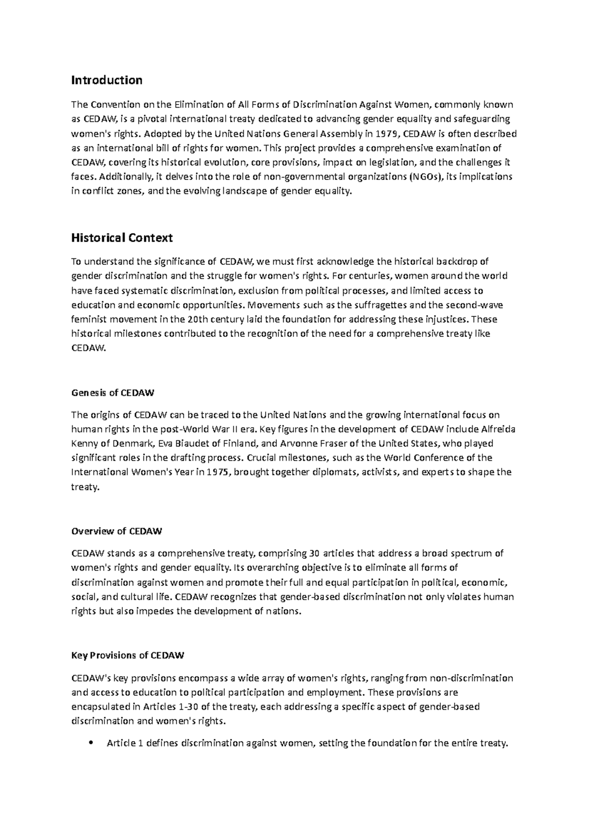 Cedaw assignment - Introduction The Convention on the Elimination of ...
