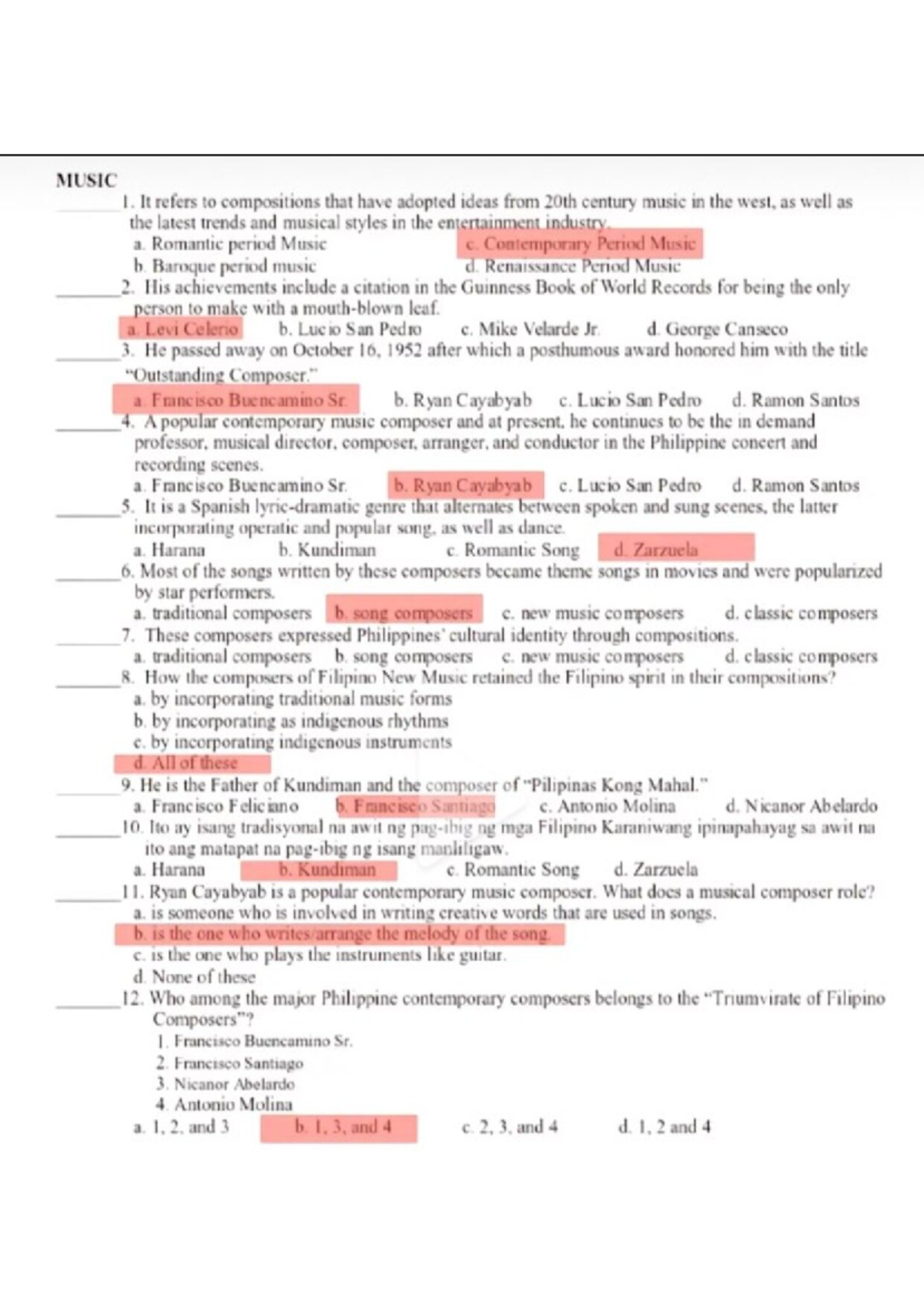 MAPEH GRADE 10 3RD QUARTER - Music - Studocu