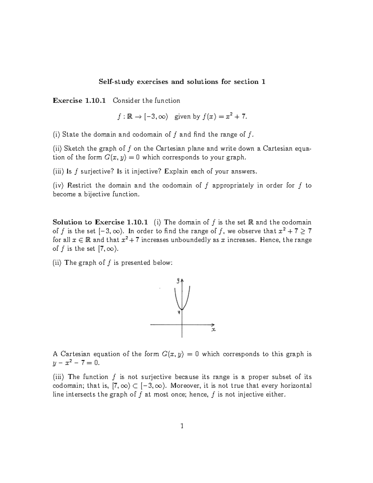 Section 1 Solutions - Self-study exercises and solutions for section 1 ...