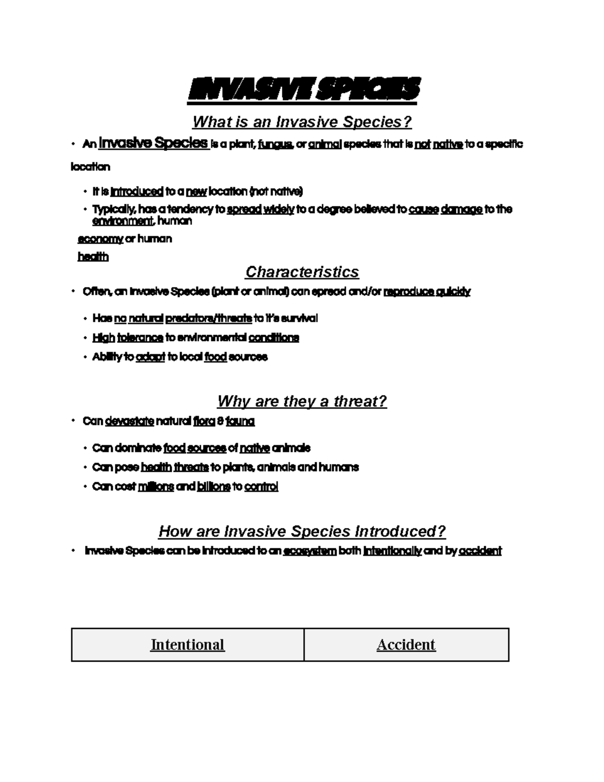 Mamtaz Begum - Invasive Species NOTE Blank (MM) - Studocu