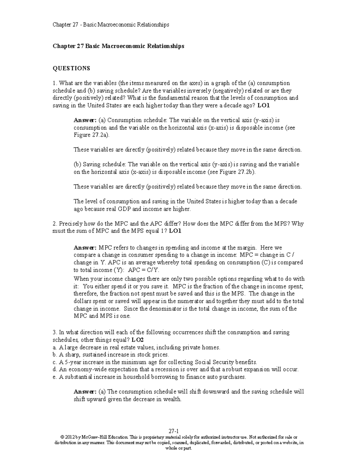 Chap027 rev - Chapter 27 Basic Macroeconomic Relationships QUESTIONS 1 ...