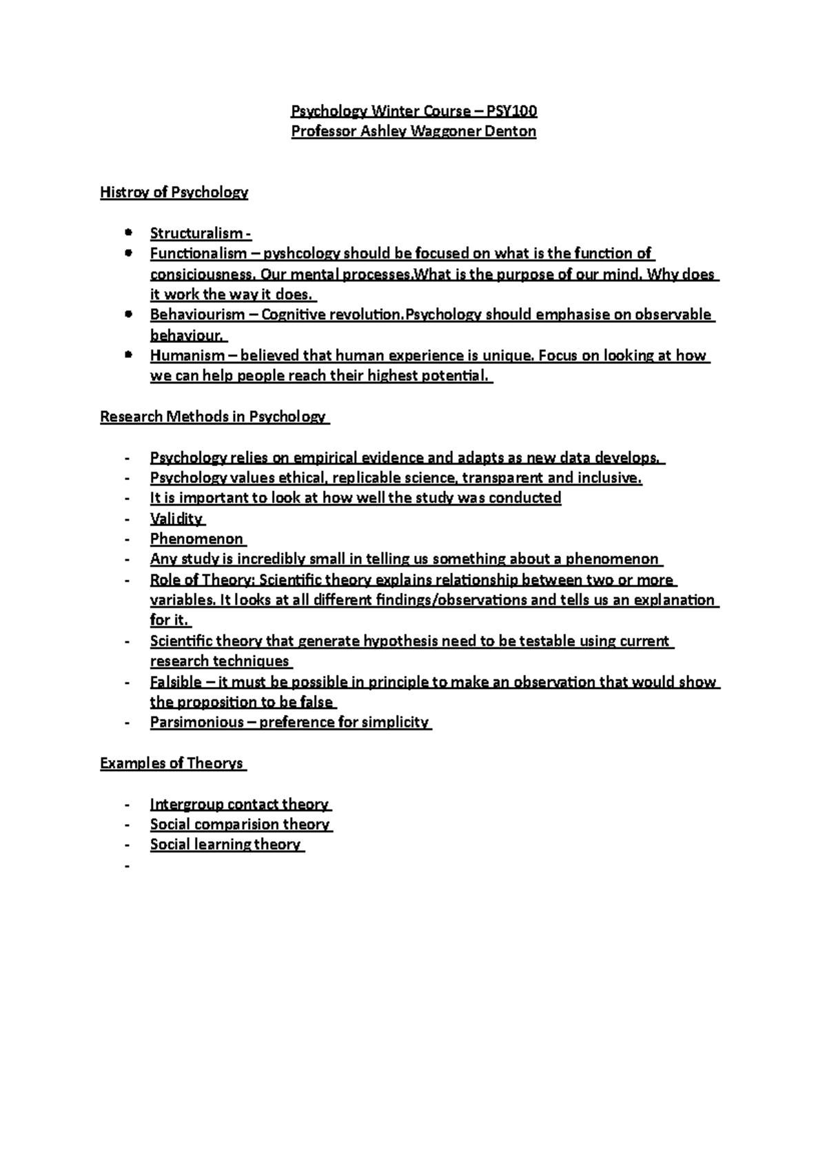 PSY100 - Psych Summary - Psychology Winter Course – PSY Professor ...