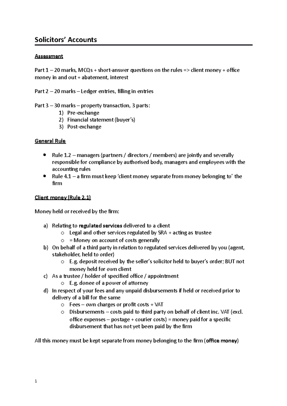Solicitors Accounts - LLB - Solicitors’ Accounts Assessment Part 1 – 20 ...