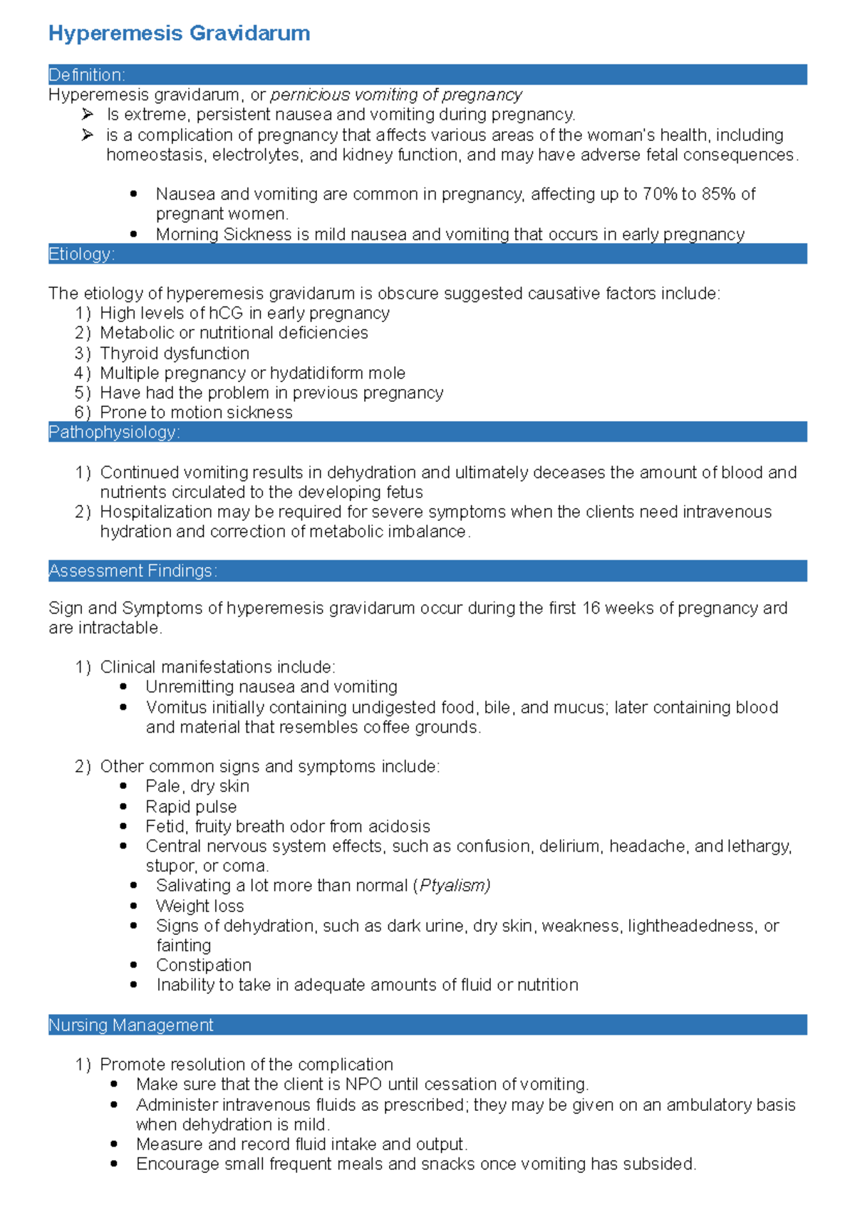 Hyperemesis Gravidarum - Hyperemesis Gravidarum Definition: Hyperemesis ...