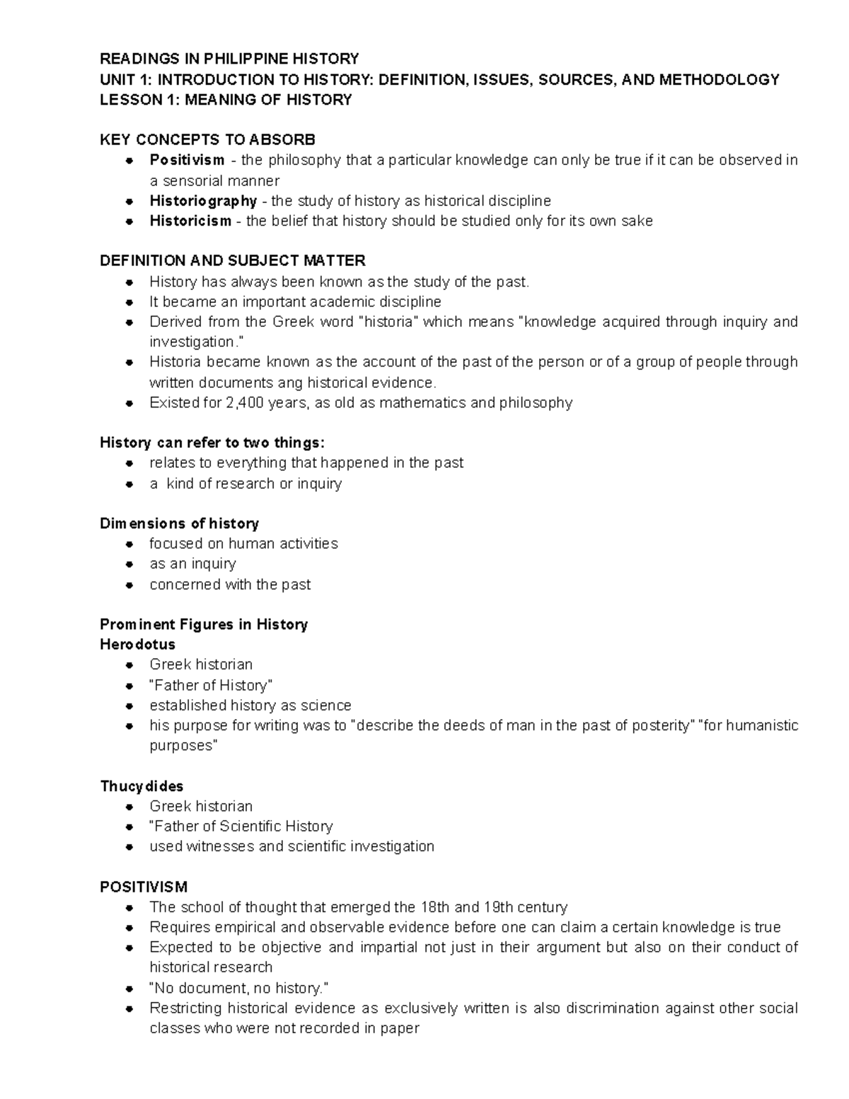 Rph-1st sem - :>> - READINGS IN PHILIPPINE HISTORY UNIT 1: INTRODUCTION ...