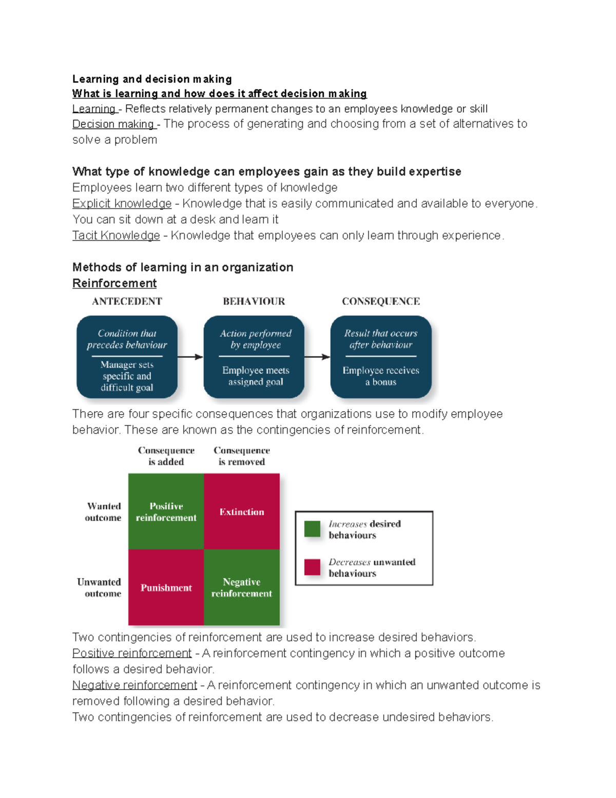 ADM 2236 Chapter 9 - Learning and decision making What is learning and ...