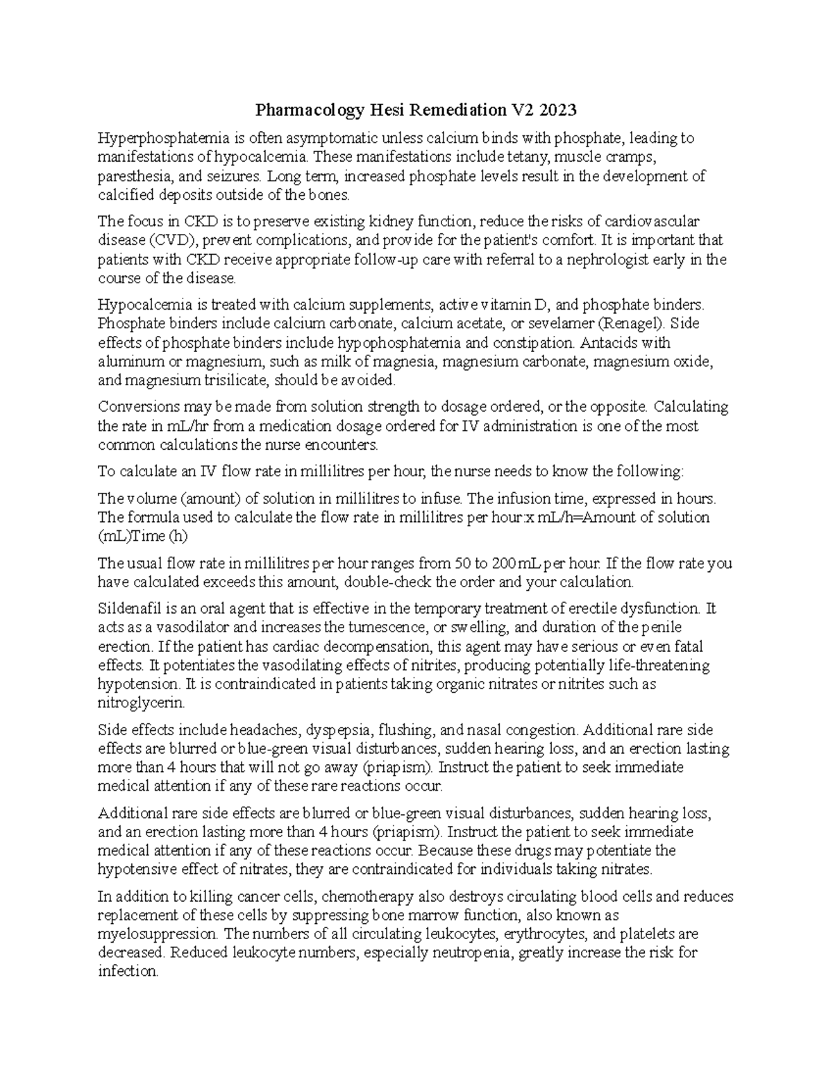 Pharmacology Hesi Remediation V2 221 - These manifestations include ...