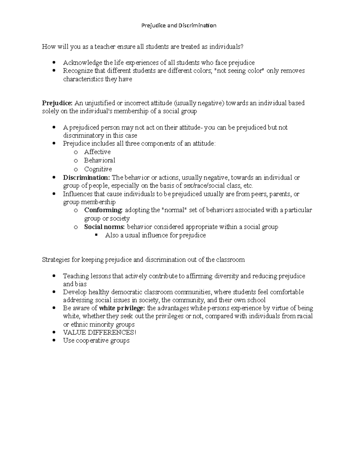 Prejudice and Discrimination - Influences that cause individuals to be ...