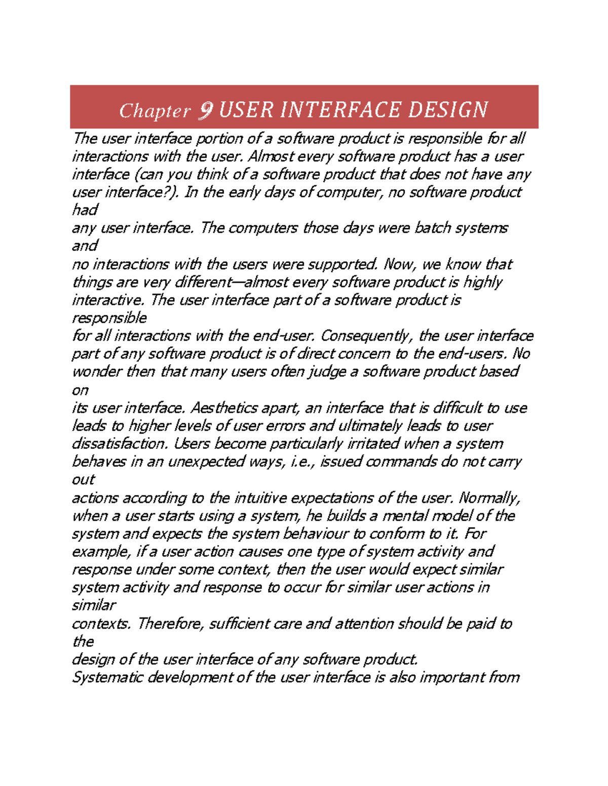 Chapter 9 User Interface Design Chapter 9 User Interface Design The 3286