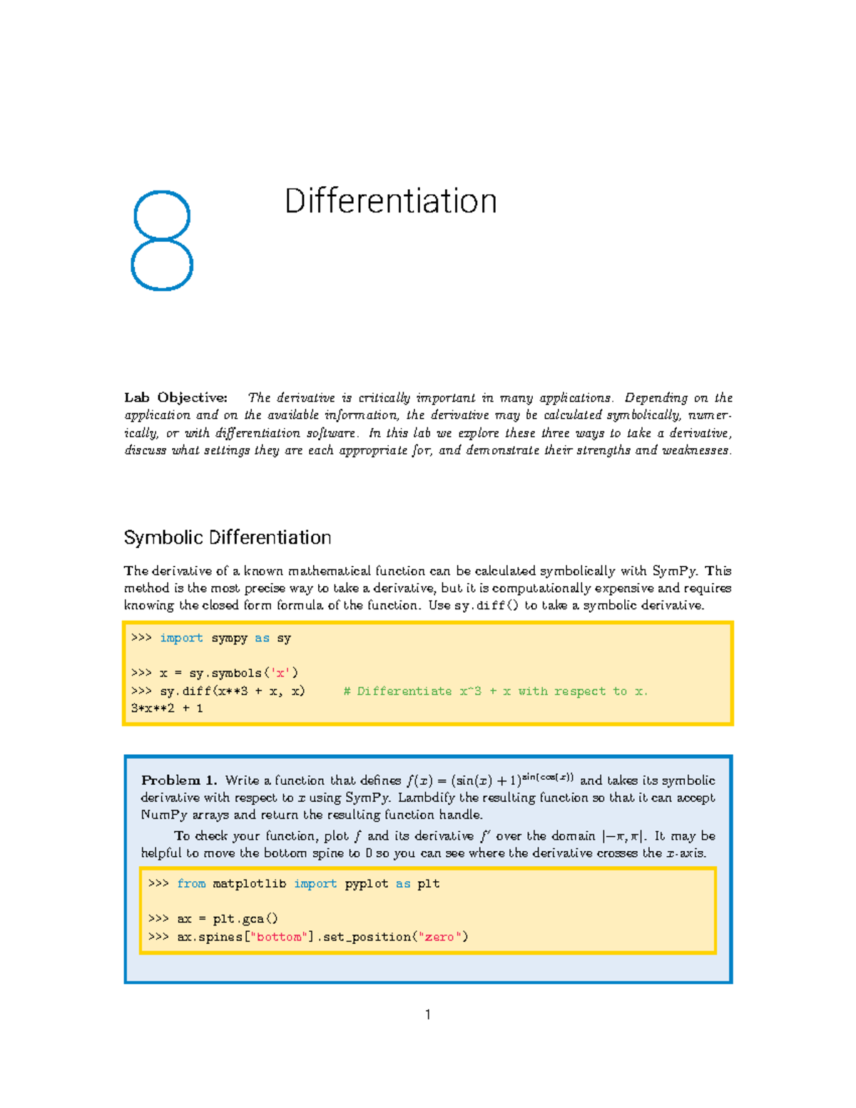 Differentiation-pdf - Differentiation - 8 Differentiation Lab Objective: The derivative is - Studocu