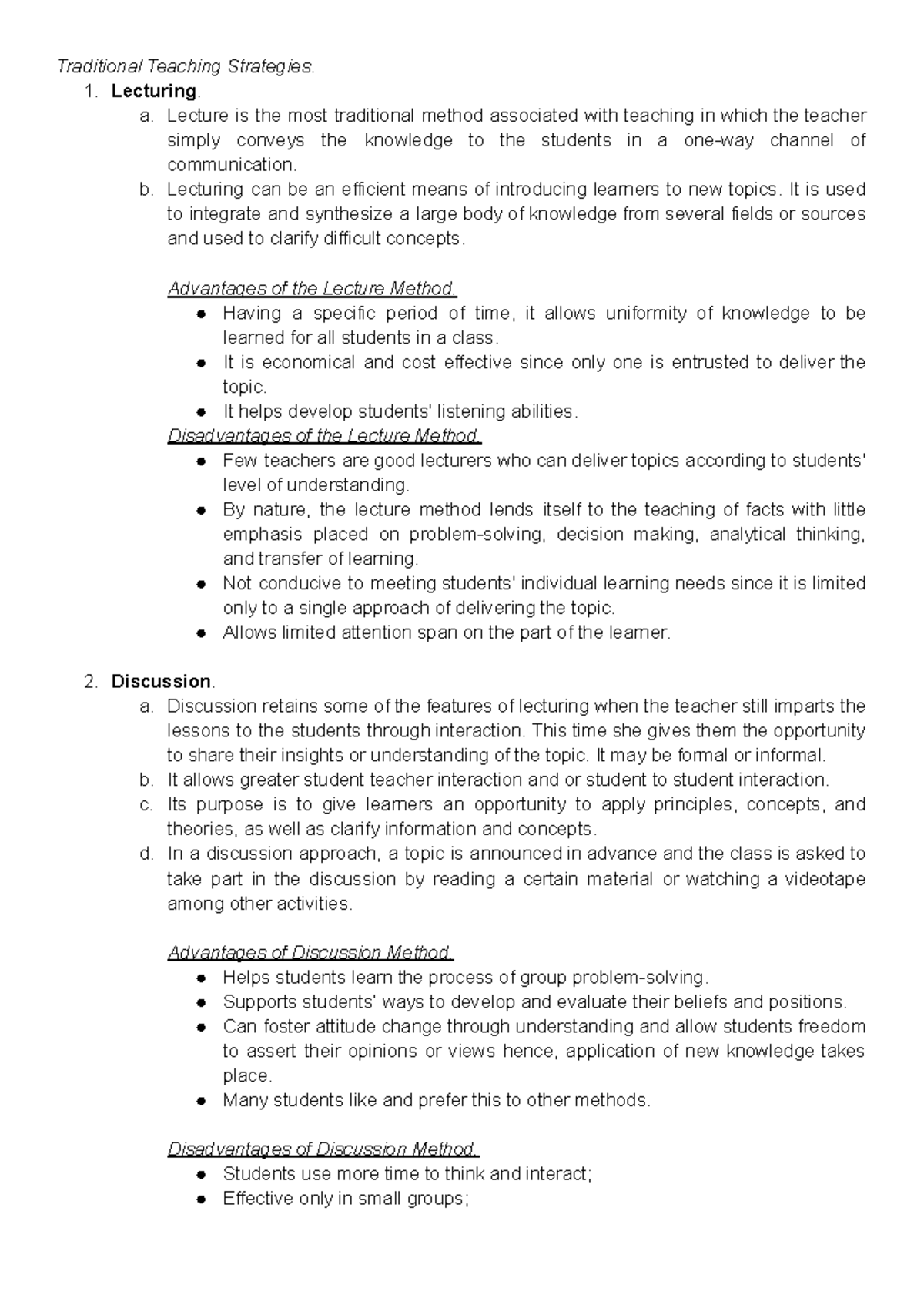 T&L PPT Notes T8 - T9 - Traditional Teaching Strategies. 1. Lecturing ...