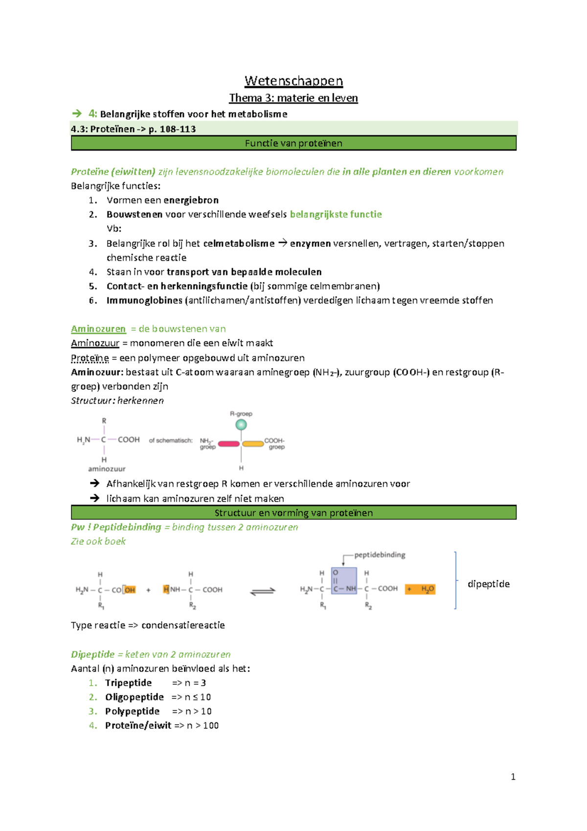 Wetenschappen - Wetenschappen Thema 3: materie en leven è 4 ...