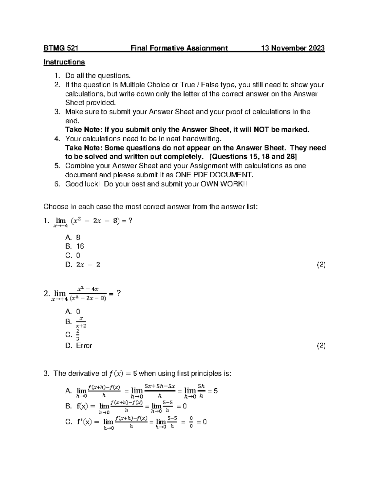 BTMG 521 FFA 2023 - Final formative assessment - BTMG 521 Final ...